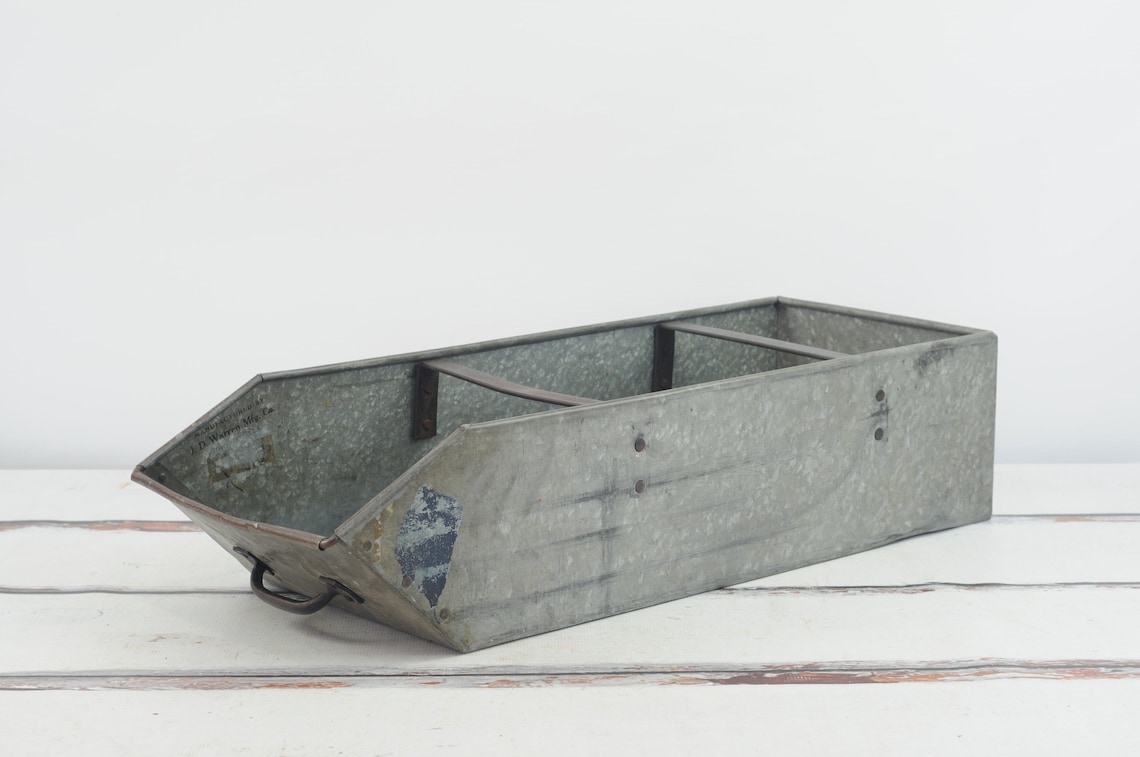 Vntg . Galvanized Metal Nail Bin Ex Large JD Warren Vintage | Etsy