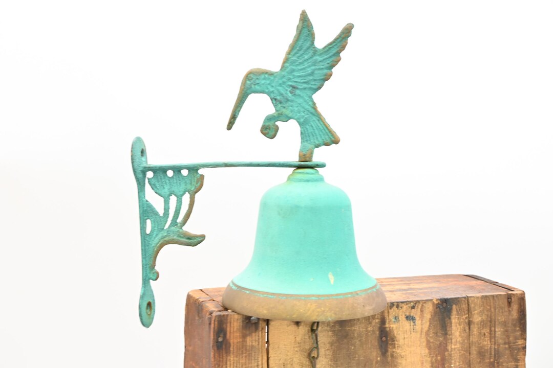 Vintage . Wall Mount Tarnished Brass Bell Decorative Hummingbird Dinner ...