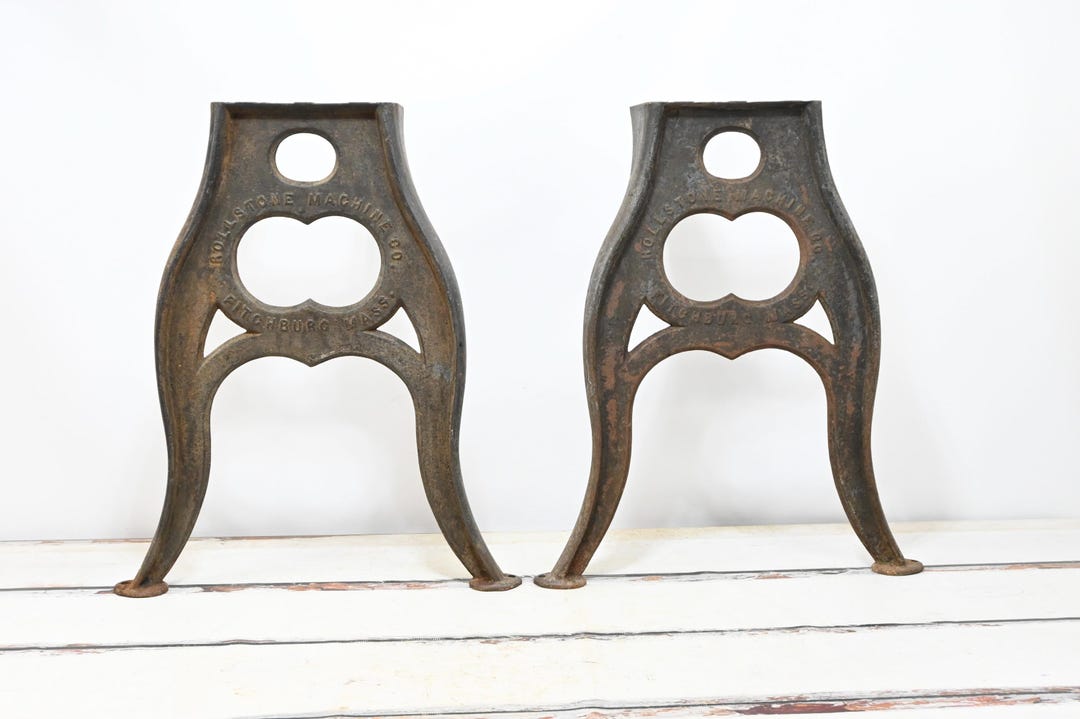 Antique 1880s Rollstone Machine Co Cast Iron Machine Legs Base Lathe ...