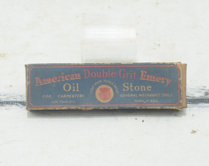 Vintage . American Double Grit Emery Oil Stone in Box Sharpening Stone ...