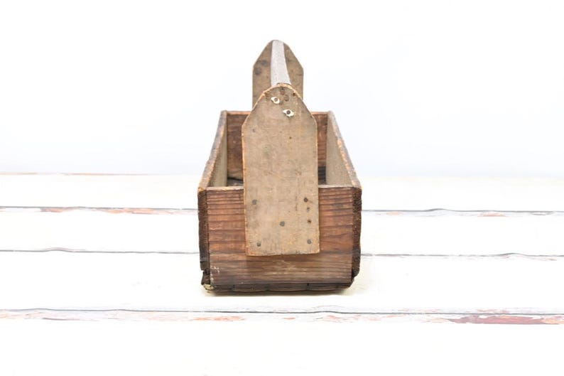 Vintage . Wood Tote Box Crate Wood Box With Wood Handle Garden Tote ...