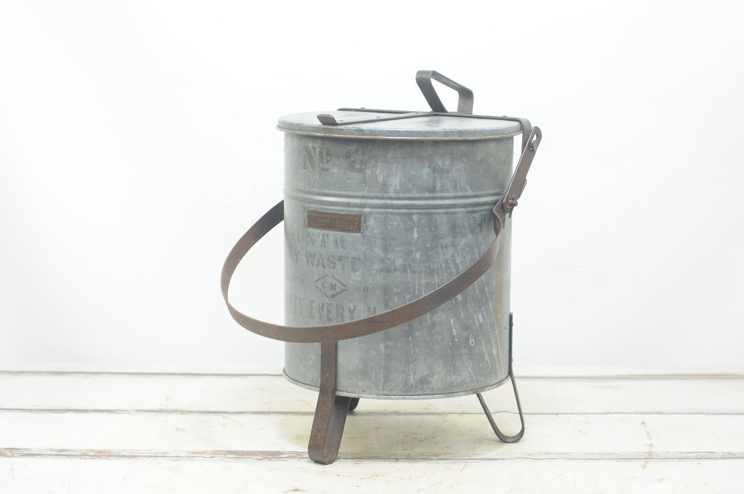 Vintage Justrite #2 Oily Rag Waste Can Garage Waste Receptacle ...