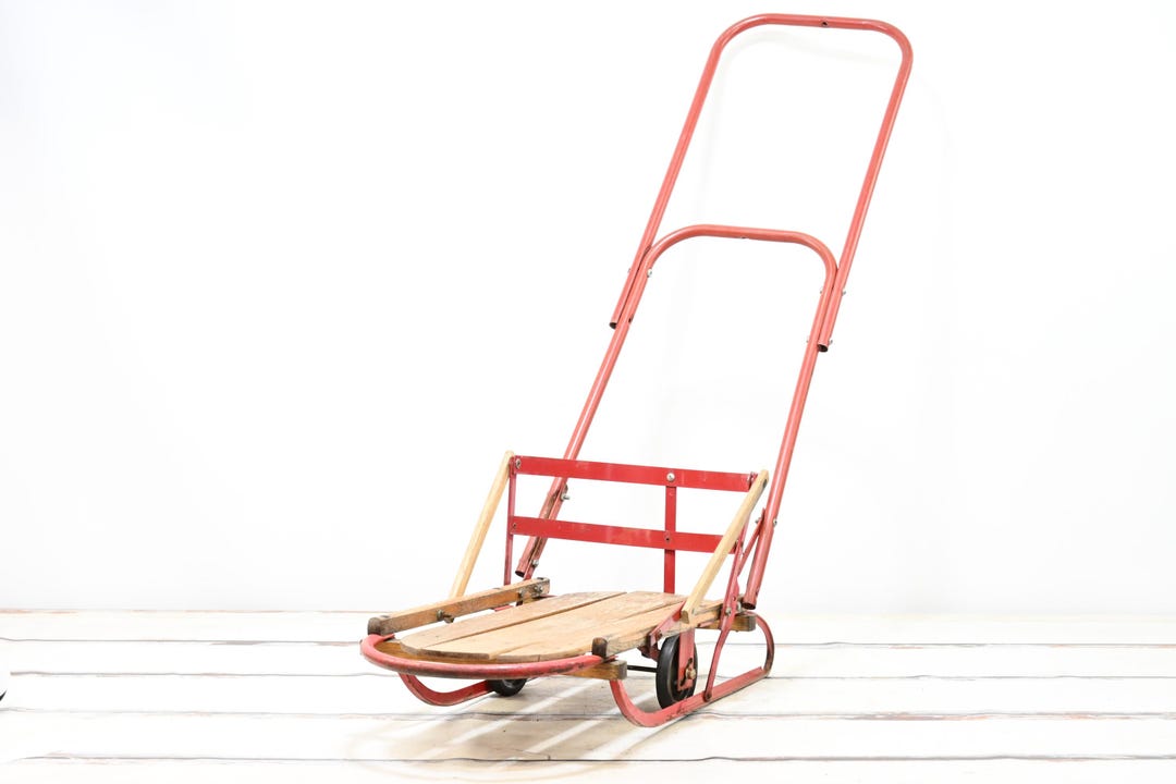 Vintage Flexible Flyer? Sled Wooden Childs Sled Baby Sled With Wheels ...