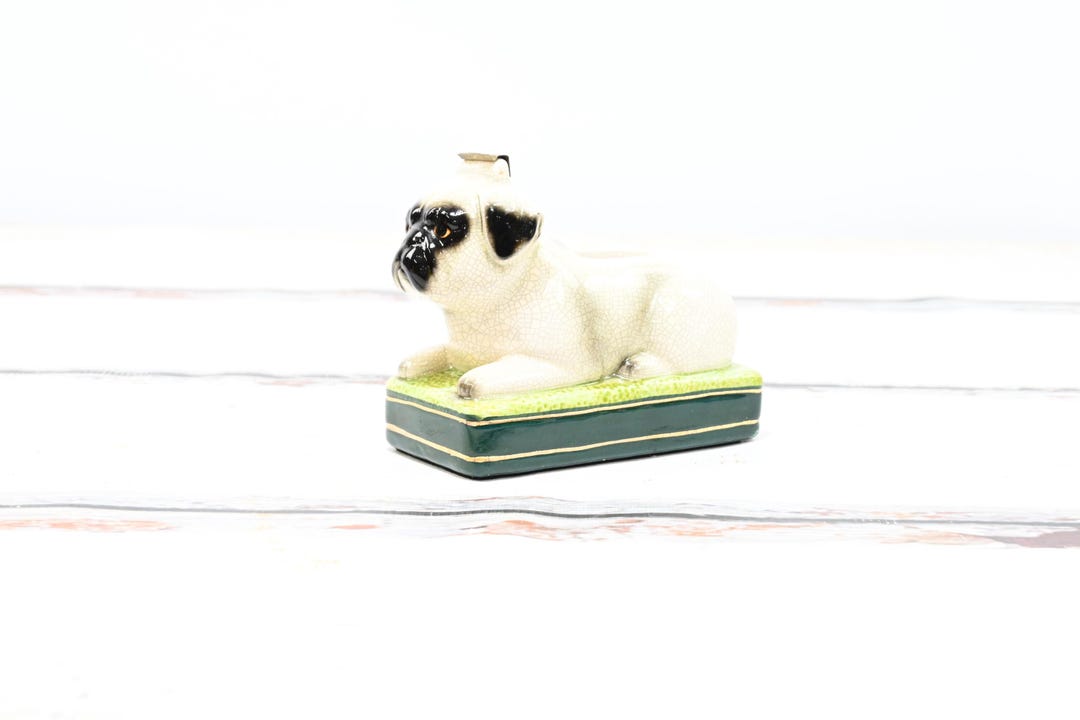 Rare Vintage Porcelain Pug Dog Tape Dispenser Takahashi Japan Desk ...