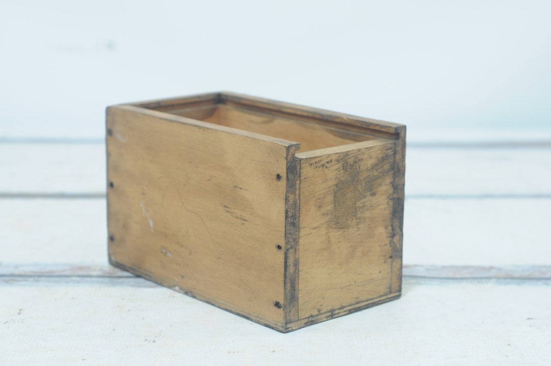 Vintage Wood Box Slide Toptype Box(no Top) Storage Small Wood Trinket ...
