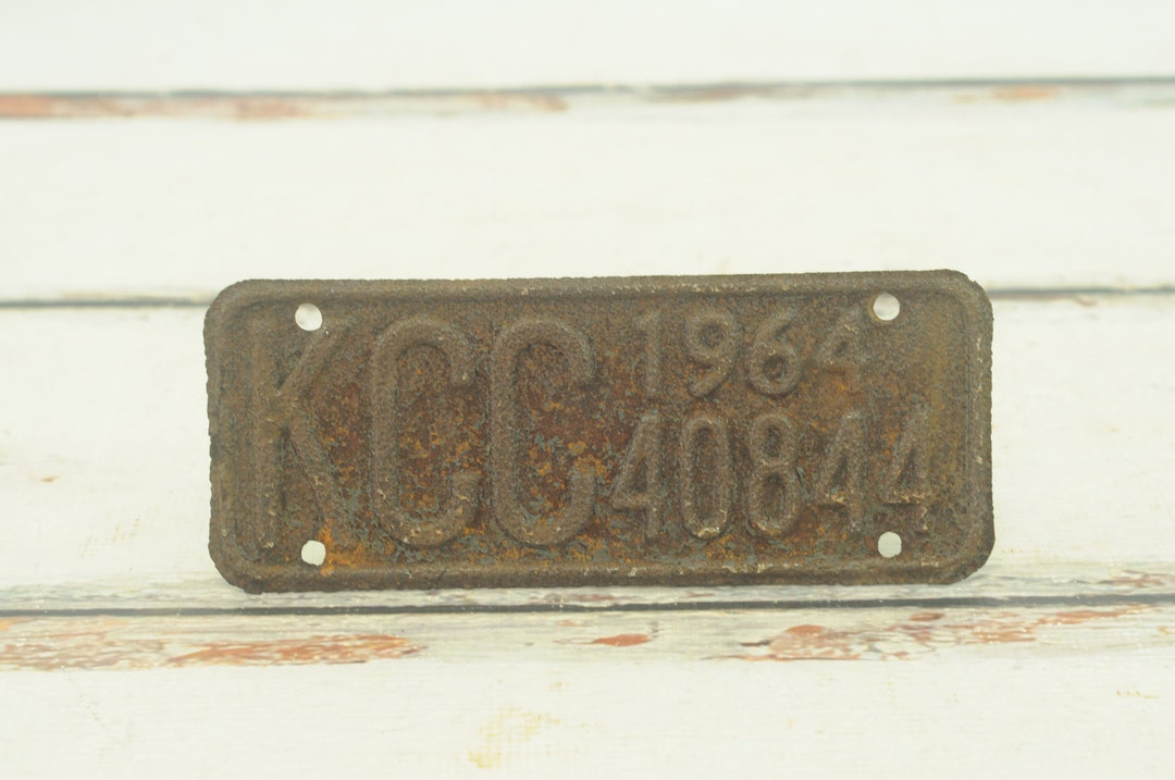 Vintage . 1964 KCC Kansas City Missouri License Plate 40844 Original ...