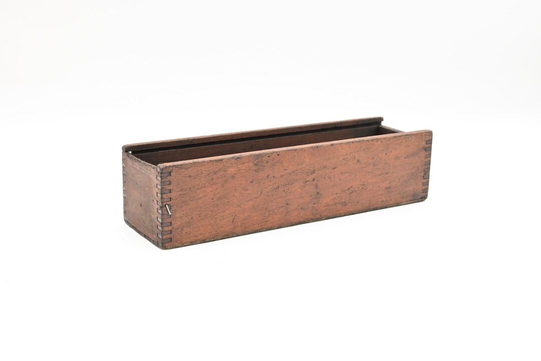 Antique Wood Box Slide Top Type Box(no Top) Finger Joints Storage Small ...