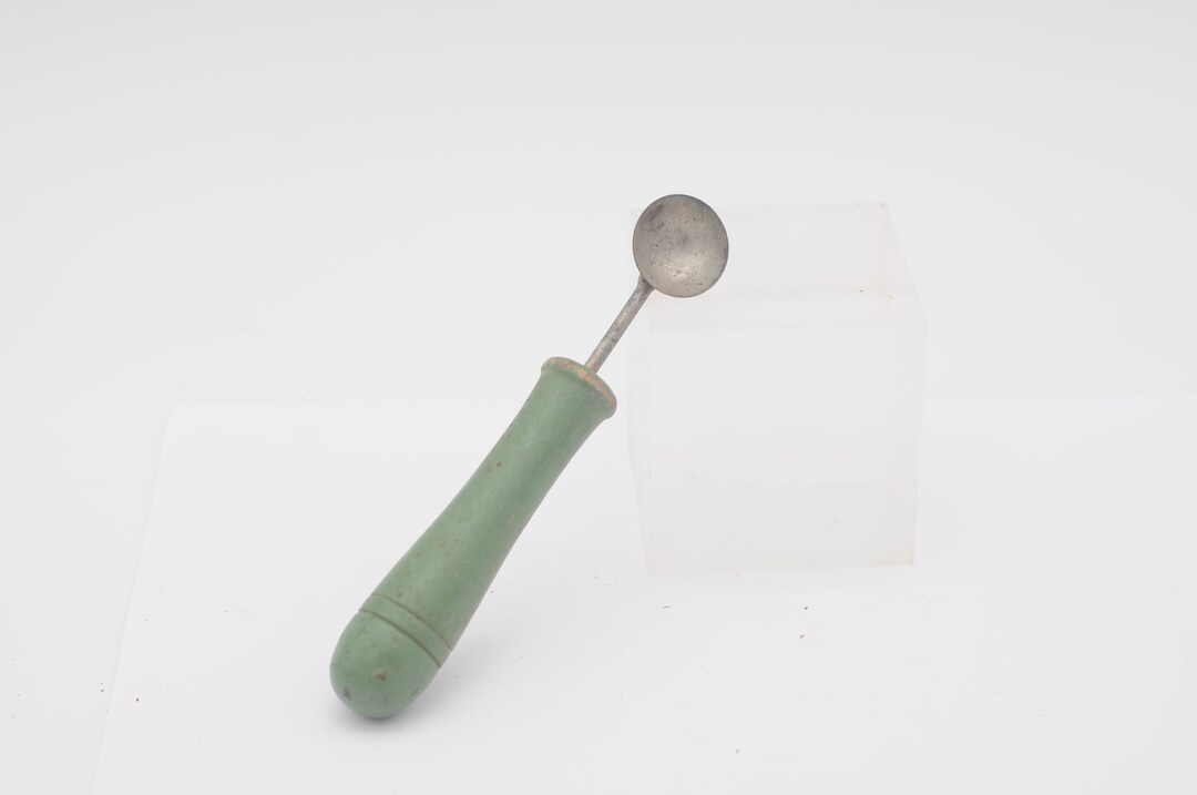 Vintage . Green Wood Handled Melon Baller Utensil Kitchen Collectible ...