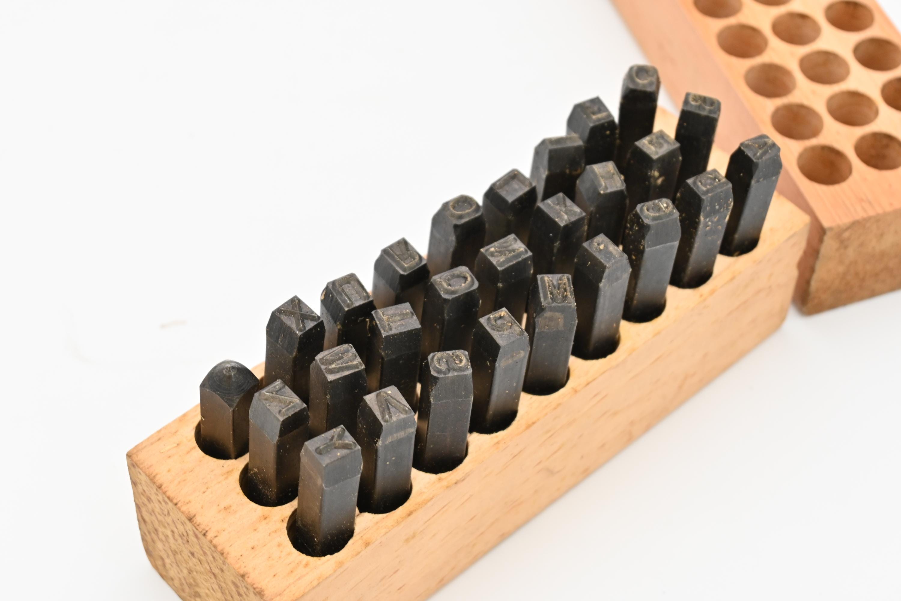 Vintage Young Bros. Metal Steel Dies Stamps Punches Full Alphabet Wood ...