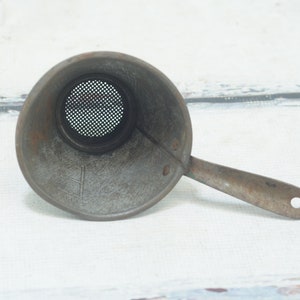 Antique Tin Kitchen Funnel Sifter Sieve Cream Separator Primitive ...