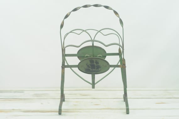 Vintage . Magazine Rack Mid Century Modern Metal 50s 60s Green | Etsy