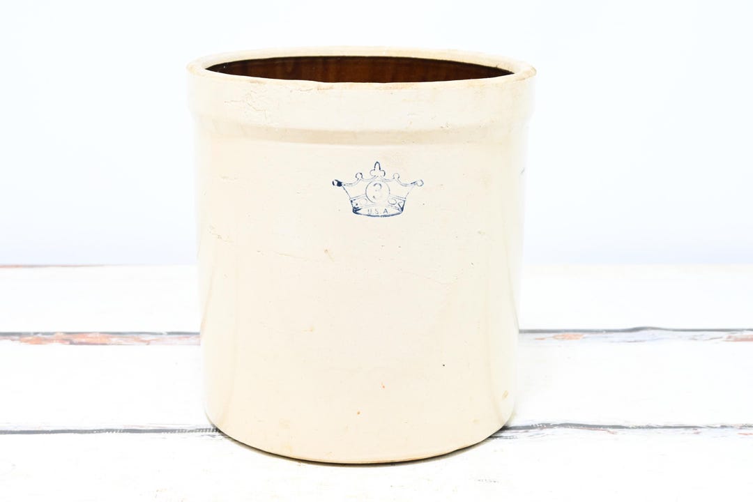 Vintage 3 Gallon Blue Crown Crock ROBINSON RANSBOTTOM Stoneware Vintage ...