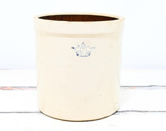 Vintage 3 Gallon Blue Crown Crock ROBINSON RANSBOTTOM Stoneware Vintage ...