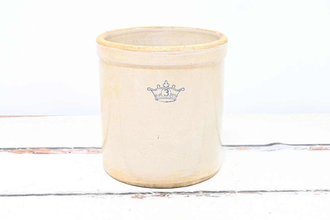 Vintage 3 Gallon Blue Crown Crock ROBINSON RANSBOTTOM Stoneware Vintage ...
