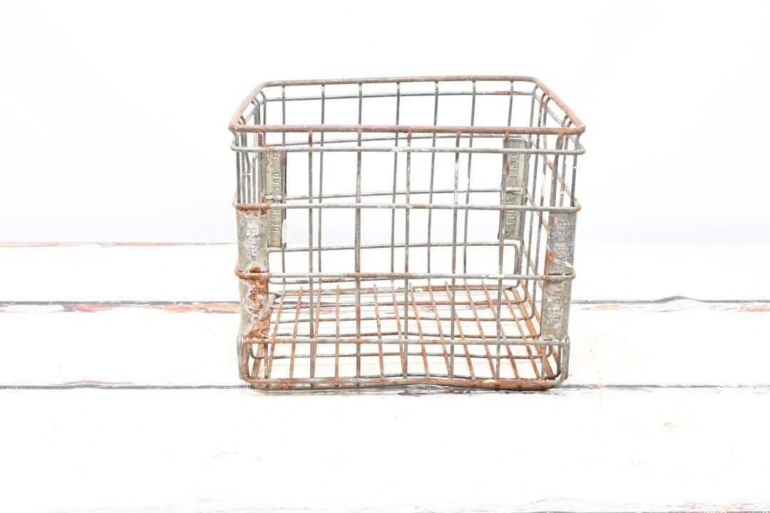 Vintage Wire Milk Crate Deans Dairy Metal Milk Crate 1988 Milk Delivery ...