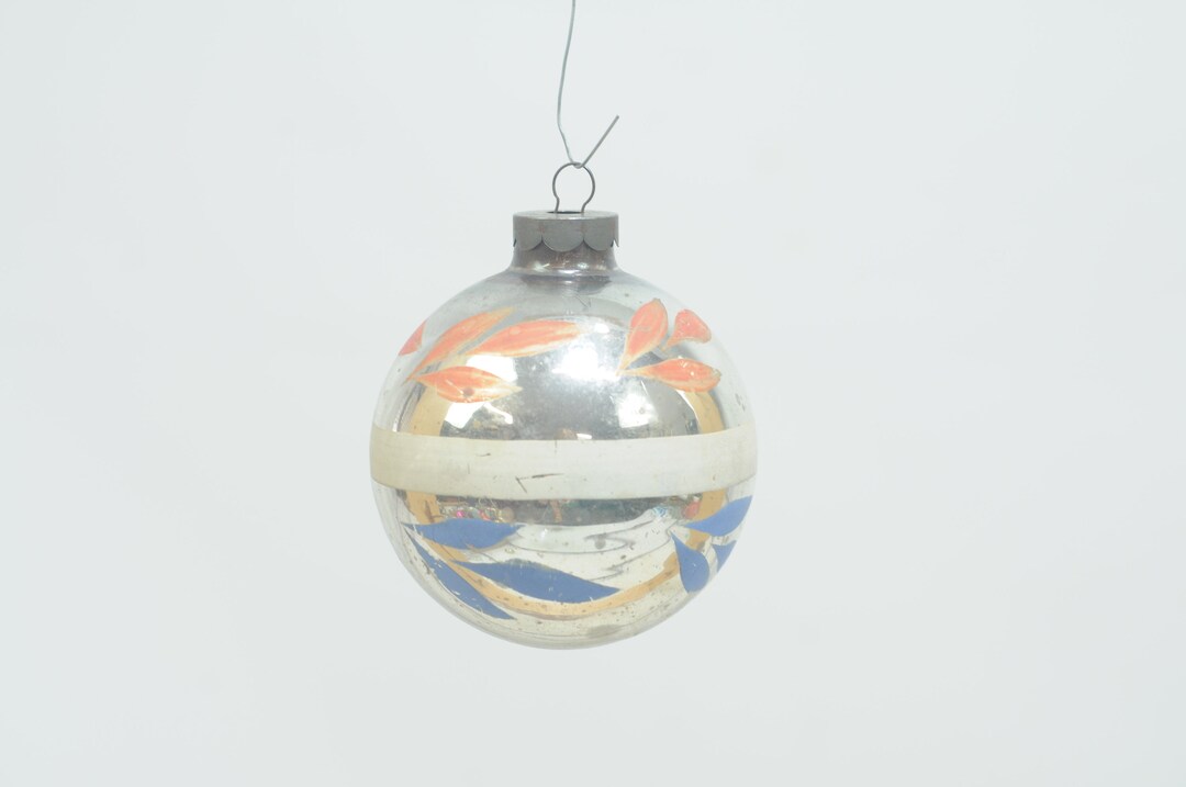 Vintage Large Shiny Brite Christmas Ornament Silver Glass Christmas ...