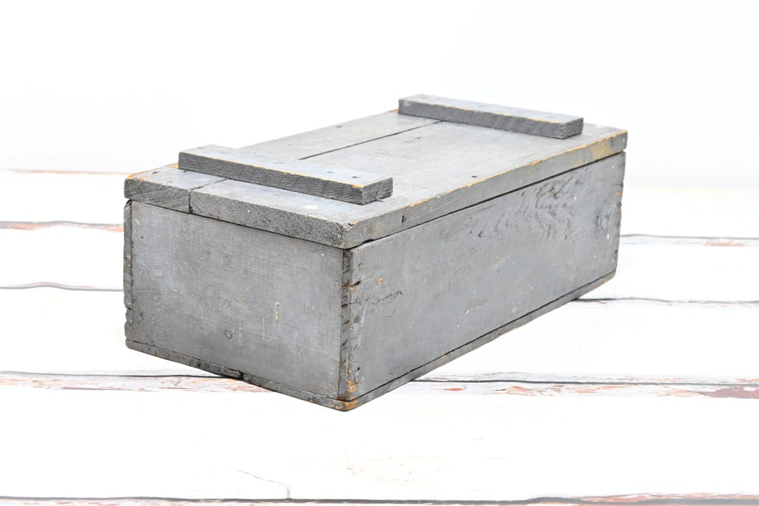 Vintage Blue/gray Wood Box Carpenters Box Wood Tool Box Divided Wood ...