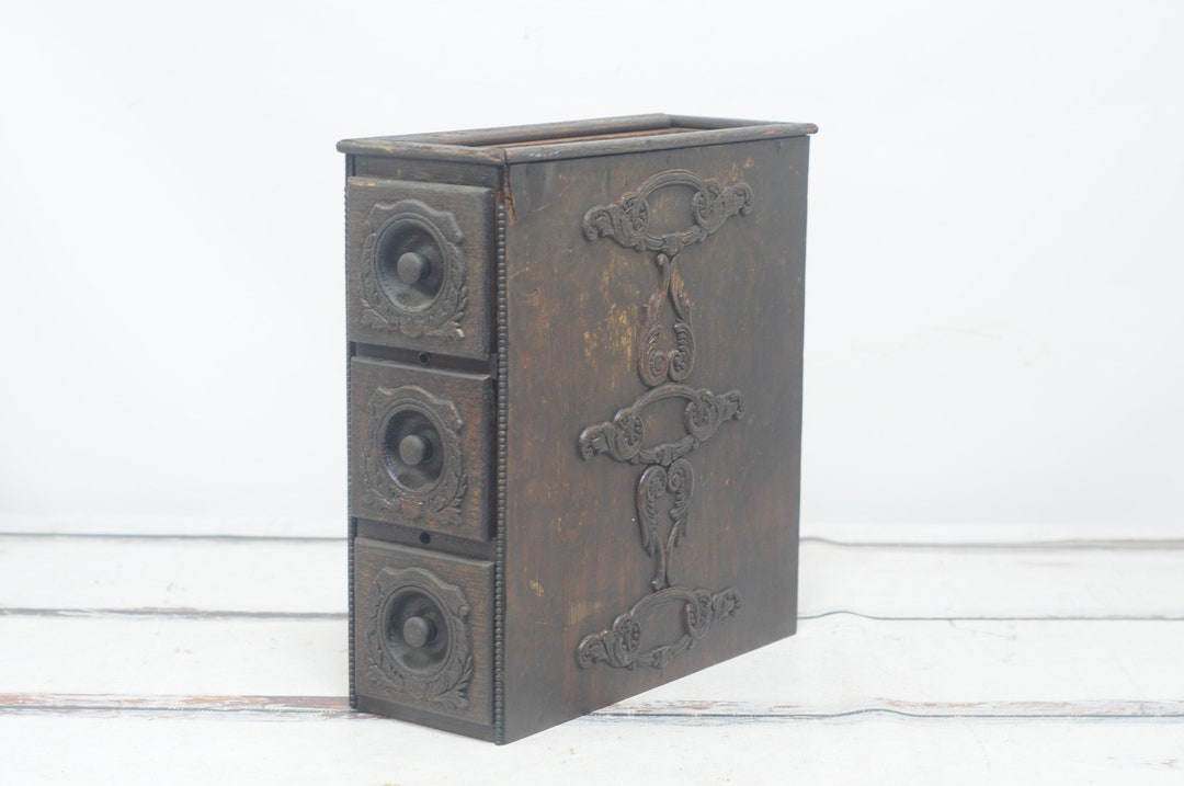 Antique Singer Triple Carved Drawer Set Original Treadle Sewing Machine ...