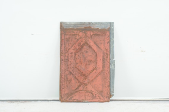 Antique . Pressed Tin Roof Shingle Decorative Embossed Tin - Etsy