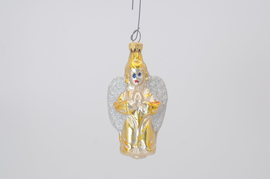 Vintage German Christmas Angel Gold With Silver Ornament Glass Vintage ...