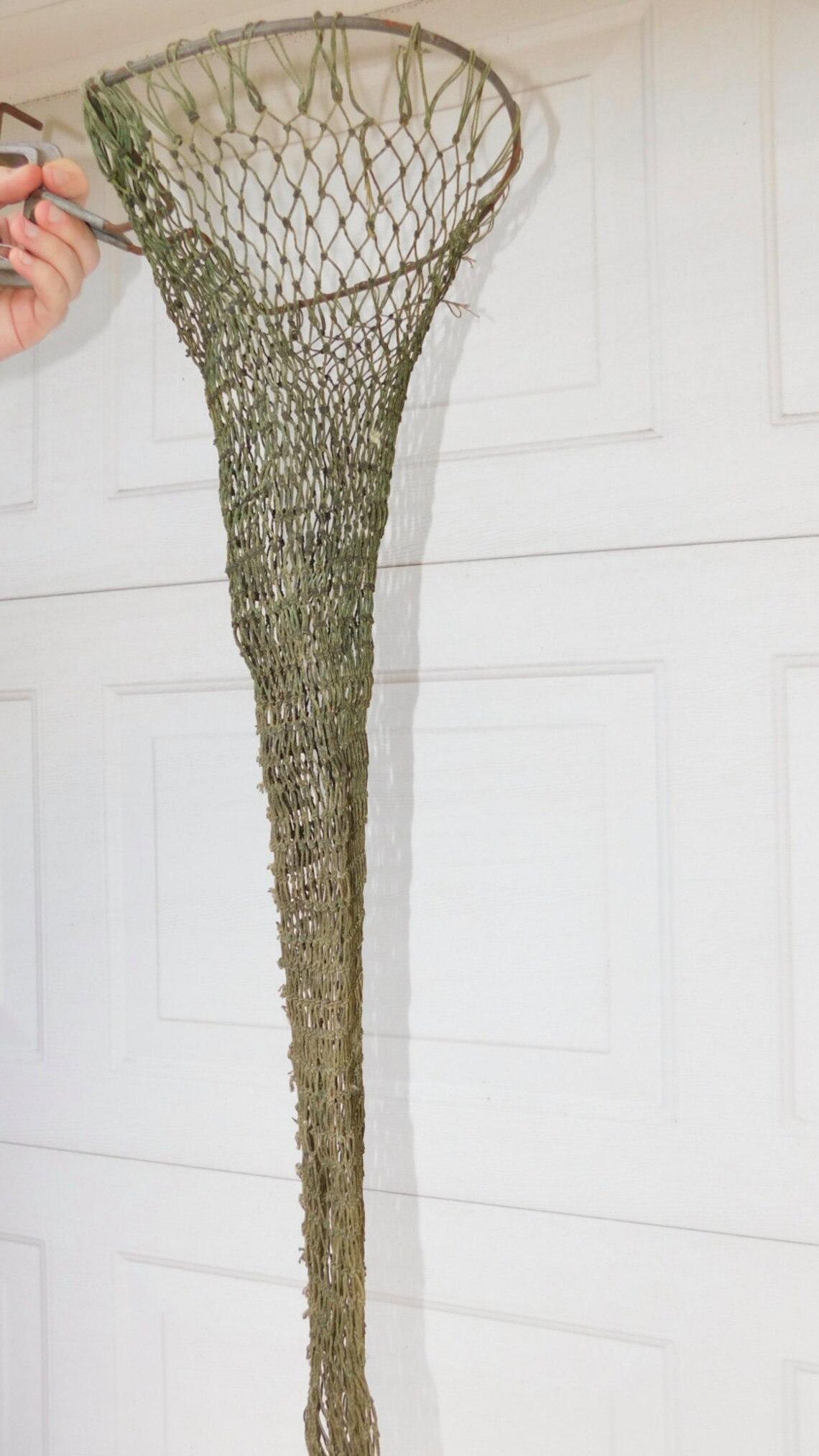 Vintage . Metal and Linen Fishing Net Basket With Clamp | Etsy