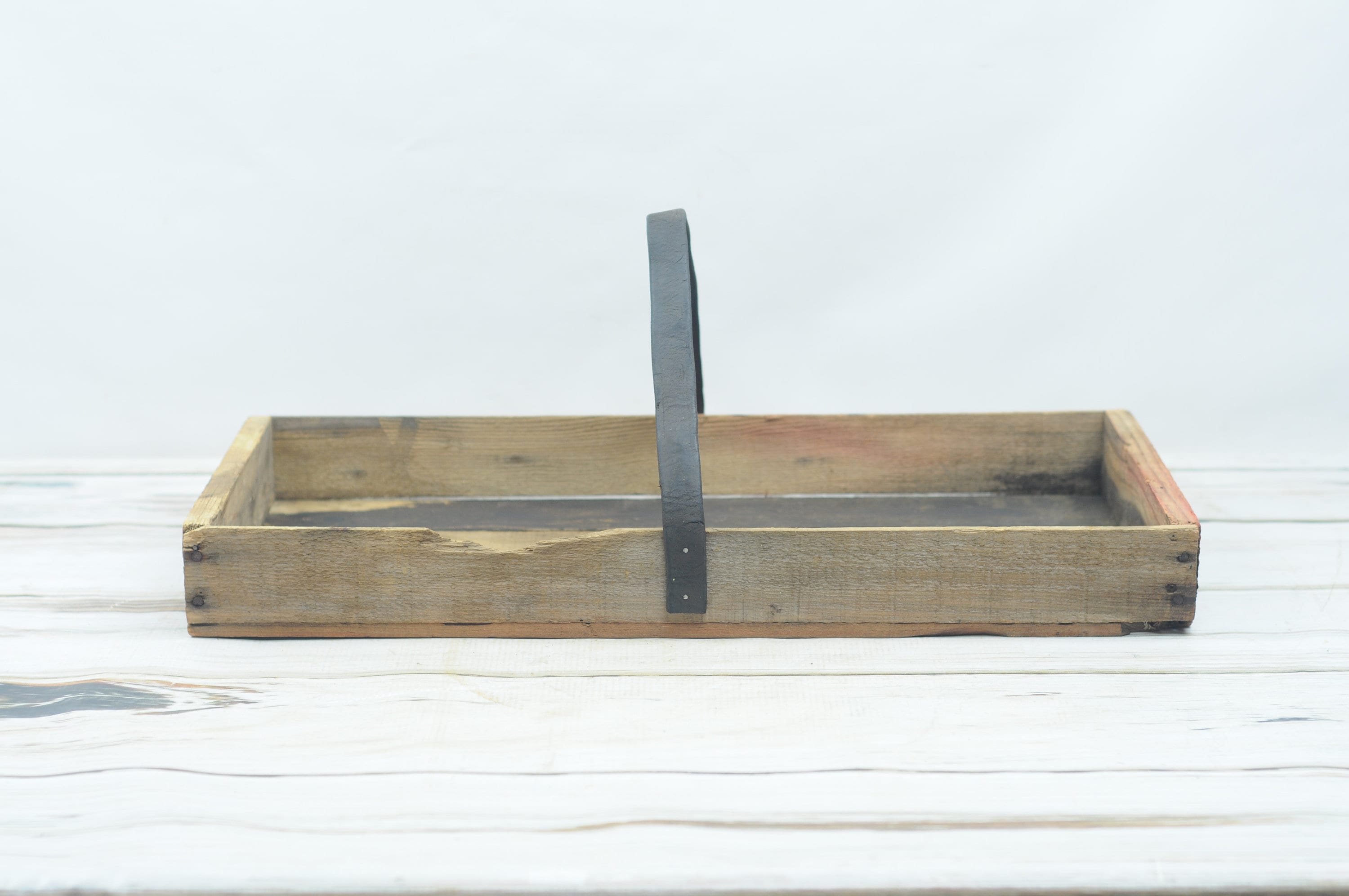 Vintage . Wood Box Antique Wood Tool Box Leather Strap Handle | Etsy