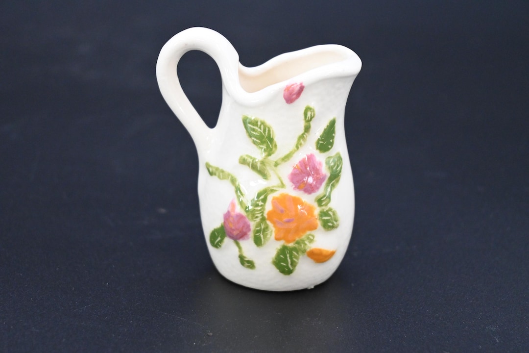 Vintage Beautifully Hand Painted Miniature Ceramic Pitcher Pink and ...