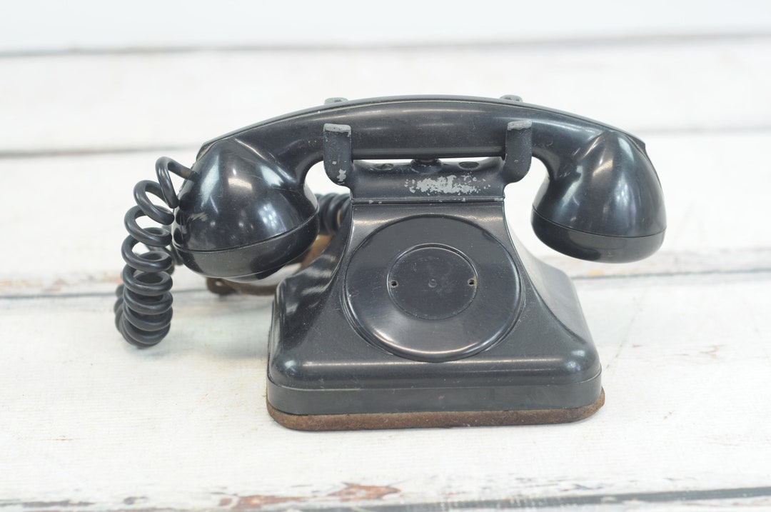 Vintage . Antique Black Bakelite Leich Desk Telephone No Dial Telephone ...