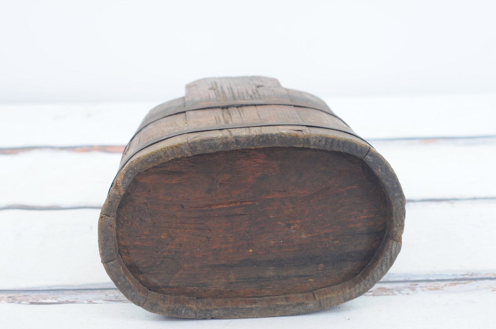 Rare . Primitive Antique Tapered Wood Stave Shipping Cask With Iron ...