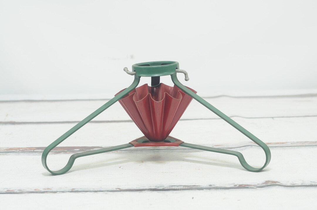 Vintage. Metal Christmas Tree Stand Red and Green 3 Leg Metal Tree ...