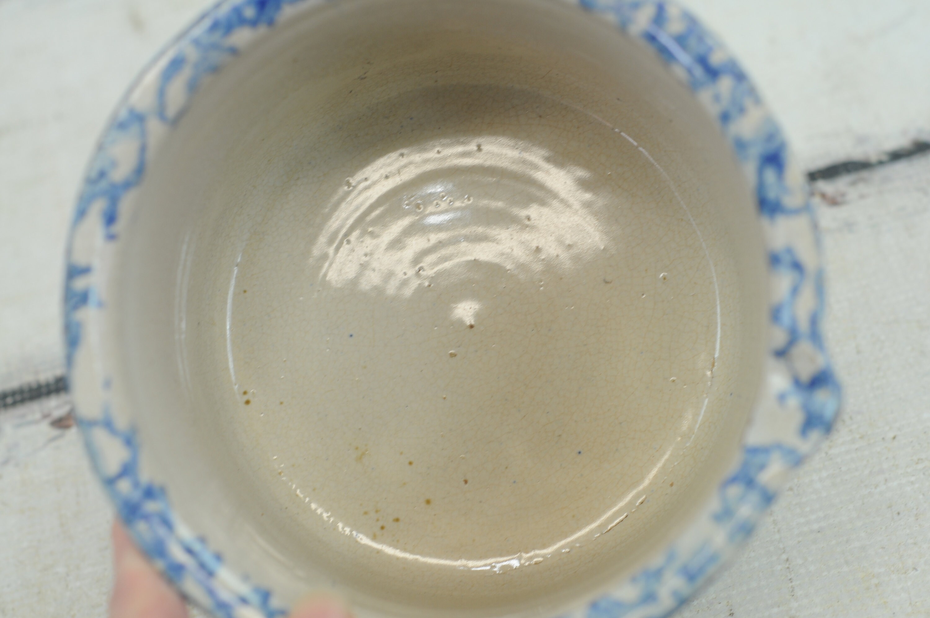 Vintage /Antique Primitive Spongeware Stoneware Batter Bowl | Etsy