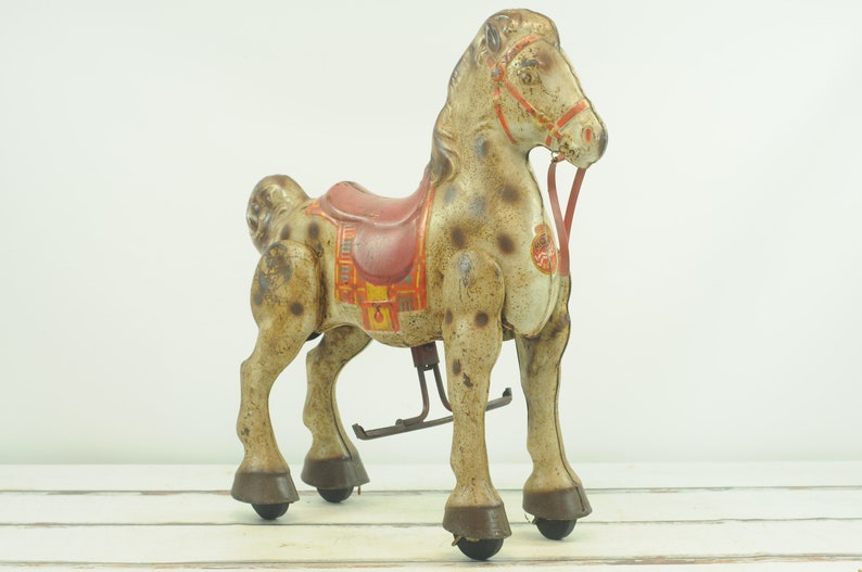 Vintage . MOBO Bronco Riding Horse Toy Vintage Metal Steering Horse ...