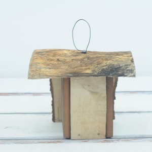 Bird . House Hand Made Wood Bird House Tree Bark Salvage Wood Bird ...