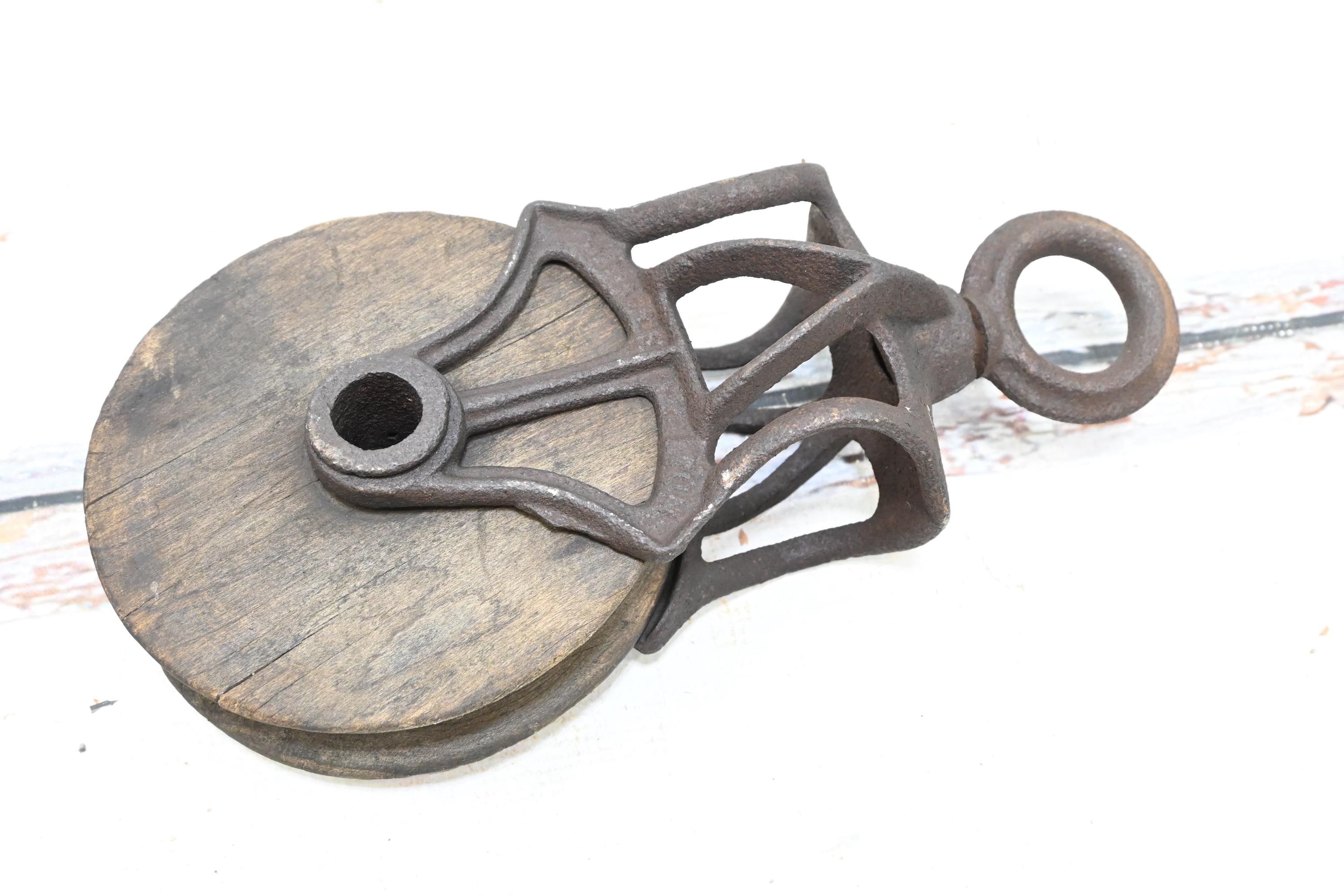 Antique Cast Iron and Wooden M.H.T. Co. OK Barn Pulley Vintage Barn ...
