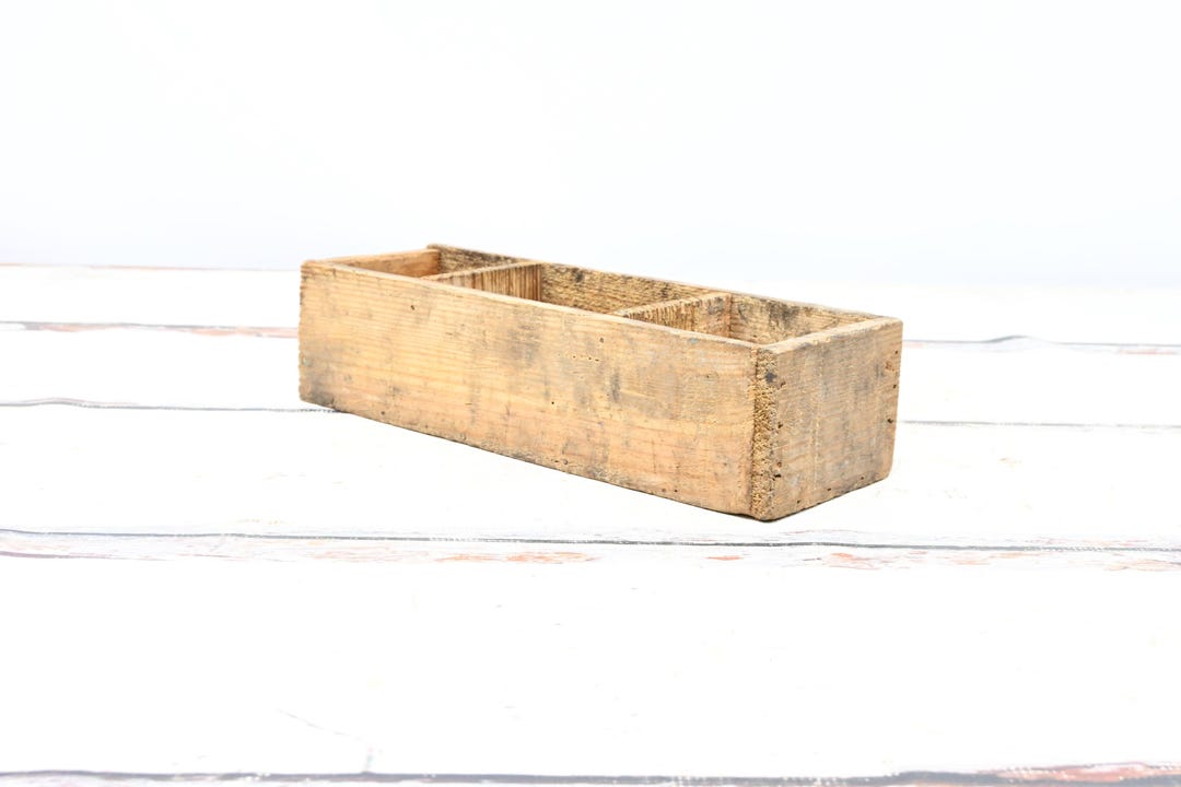 Vintage . 14.25" Divided Wood Box Wood Storage Box Farmhouse Decor ...