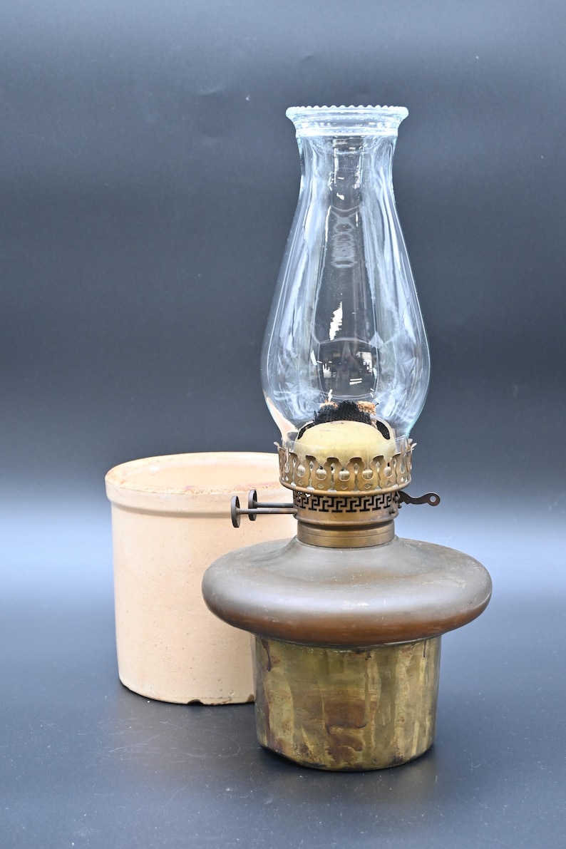 Antique Holmes Booth and Hayden Duplex Burner Oil Lamp Sitting in ...