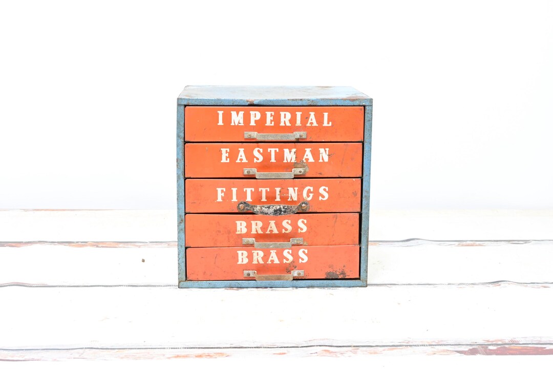 Vintage . Imperial Eastman 5 Drawer Parts Box Brass Parts Drawers Tool ...