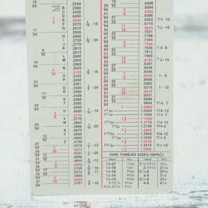 Vintage Starrett Tools Decimal Equivalents and Tap Drill Sizes Pocket ...