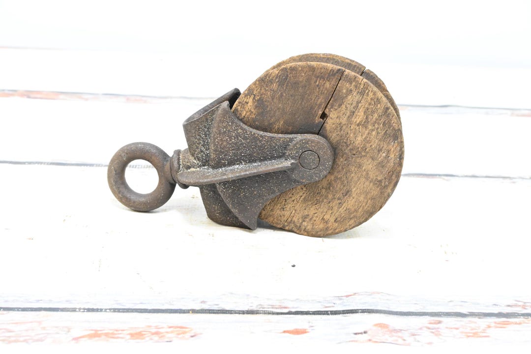 Antique Barn Pulley Block and Tackle Cast Iron and Wood Hay Trolley - Etsy
