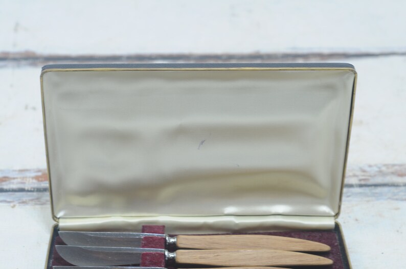 6 Vintage Peaso Solingen Steak Knives Wood Flatware Knife Set Danish ...