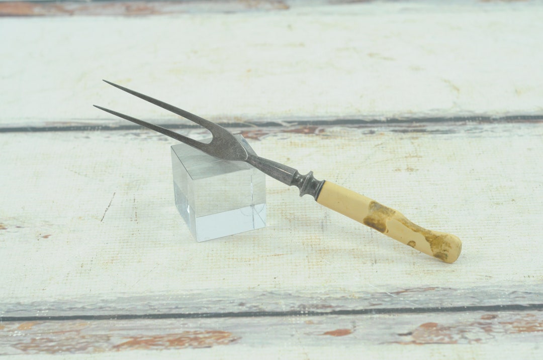 Vintage . Faux Bone / Bone/ Bakelite? Handle Serving Fork - Etsy