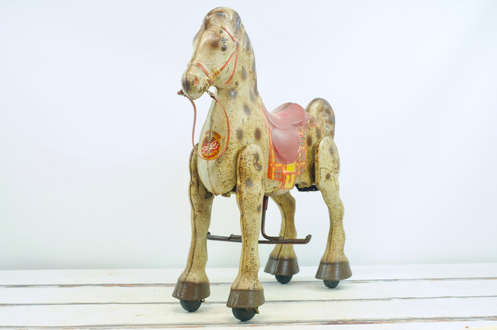 Vintage . MOBO Bronco Riding Horse Toy Vintage Metal Steering Horse ...