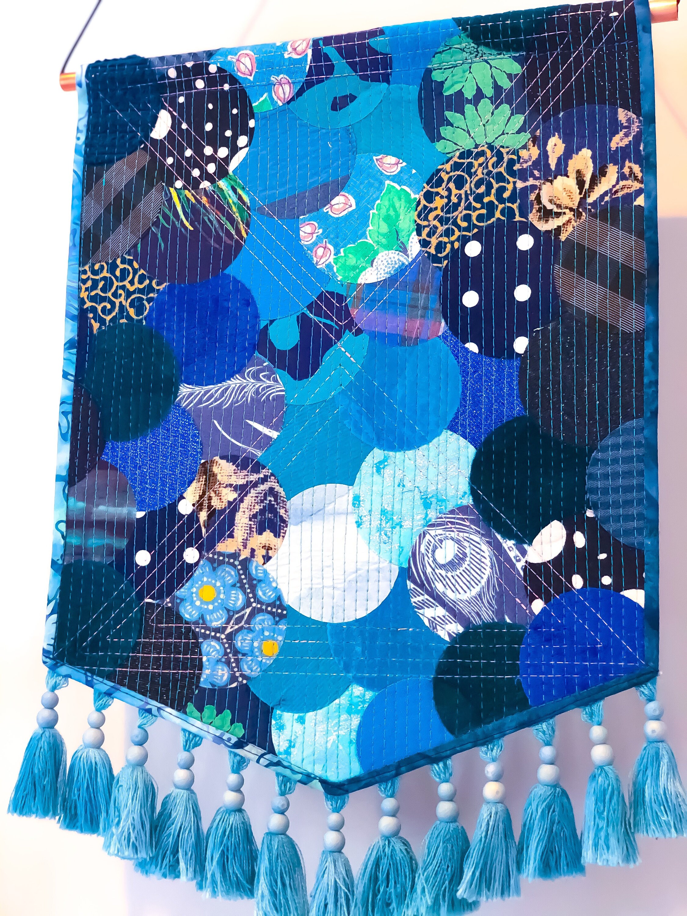 Fabric Collage Wall Hanging // Embroidered Wall Art // Quilted Wall ...