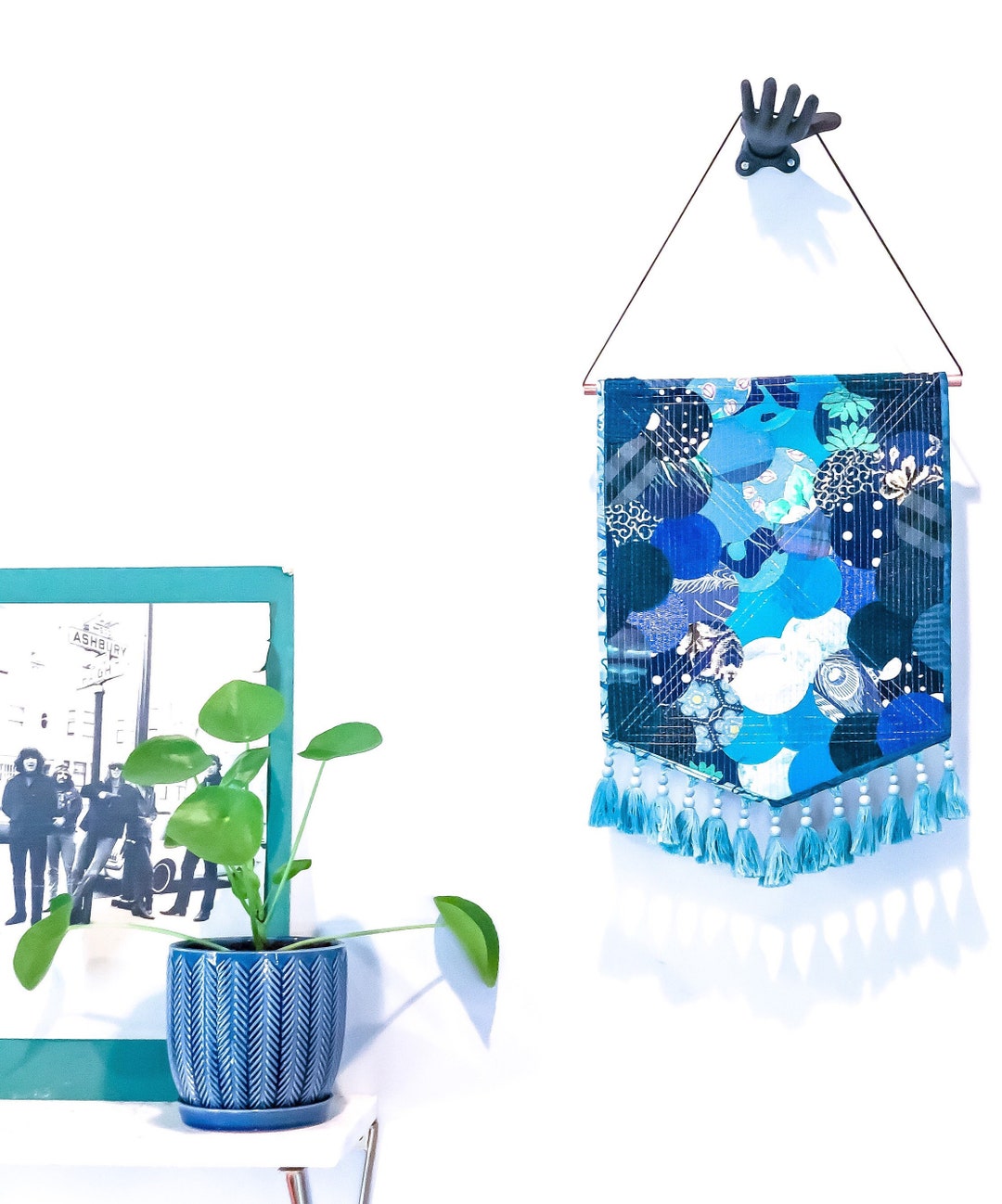 Fabric Collage Wall Hanging // Embroidered Wall Art // Quilted Wall ...