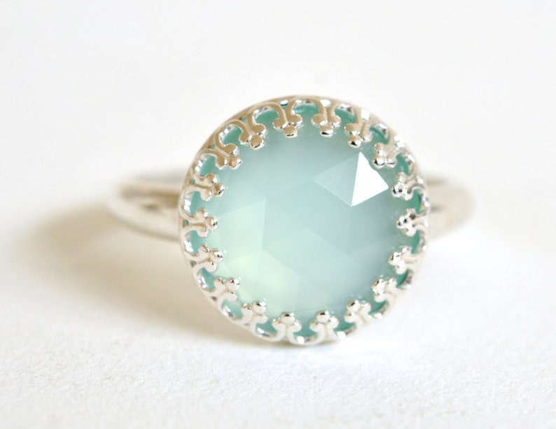 Sterling Silver Ring - Aqua Chalcedony Ring - Cocktail Ring - Blue ...