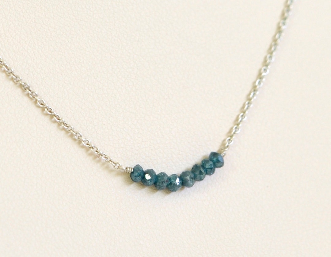 Blue Diamond Necklace- Blue Diamond Beads Necklace- Blue Diamond ...