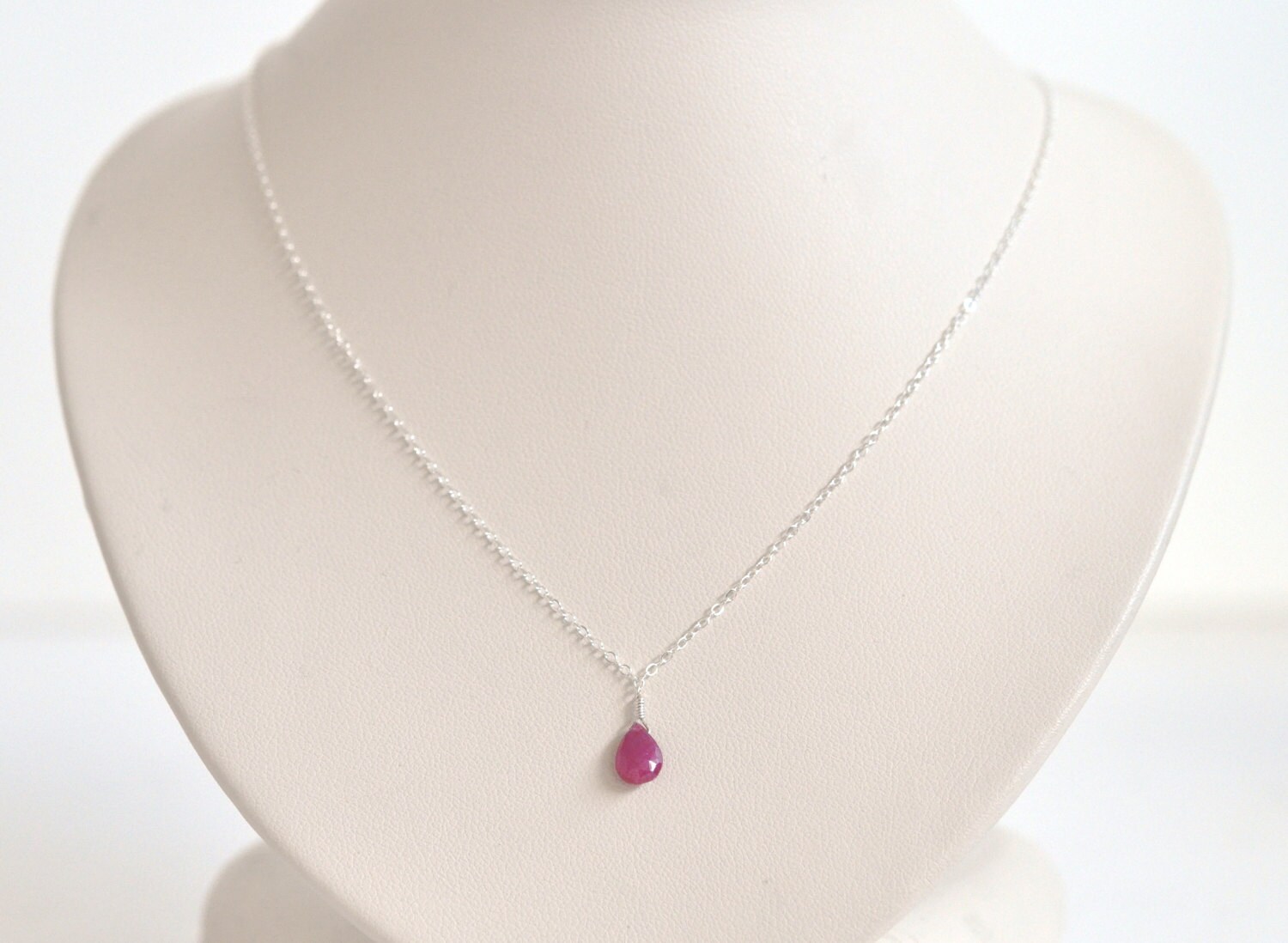 Ruby Necklace- Sterling Silver Necklace- Genuine Ruby Necklace- Natural ...