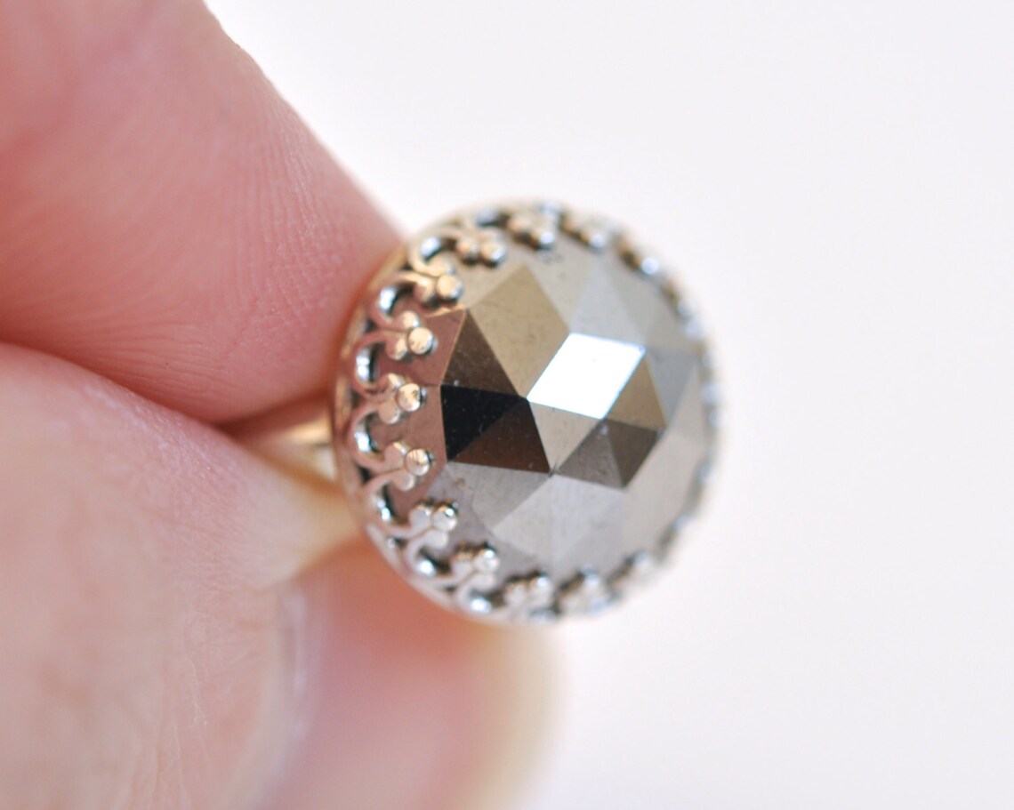 Pyrite Ring- Sterling Silver Ring- Gemstone Ring- Cocktail Ring- Fool's ...