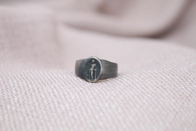 Athena Signet Ring Oxidized 925 Sterling Silver Handmade Greek ...
