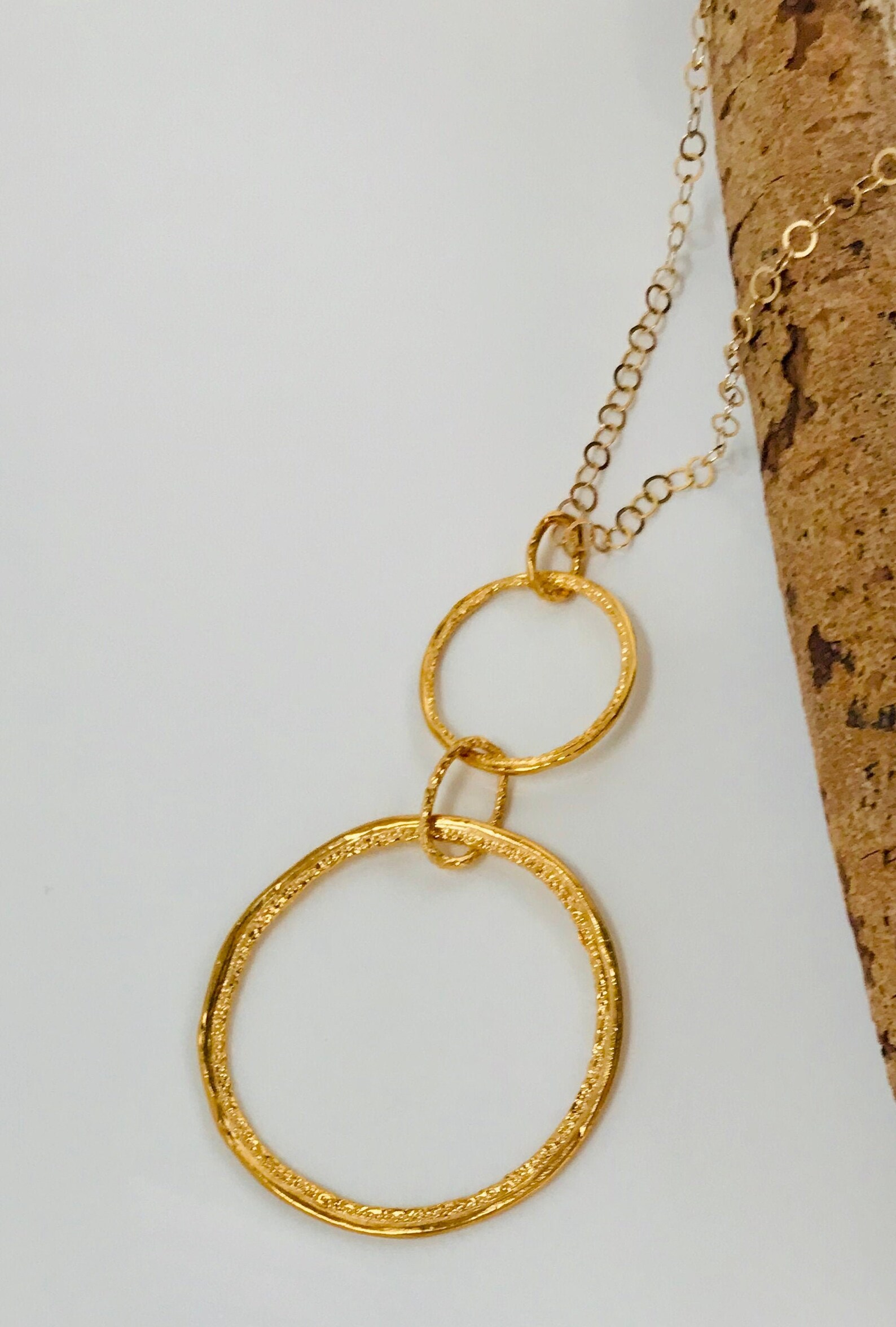 Gold Double Circle Pendant, Large and Small Circle Necklace, Statement ...